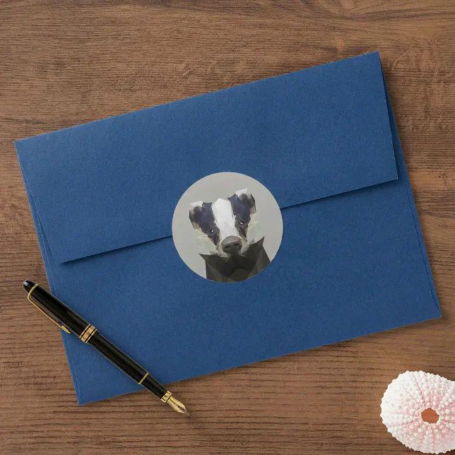 Cute geometric badger classic round sticker | Zazzle