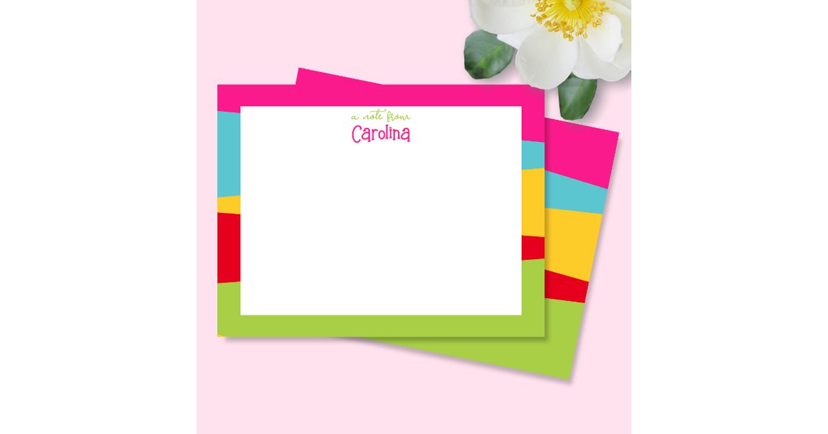 Cute Geometric Colorful Girly Stationery Note Card | Zazzle