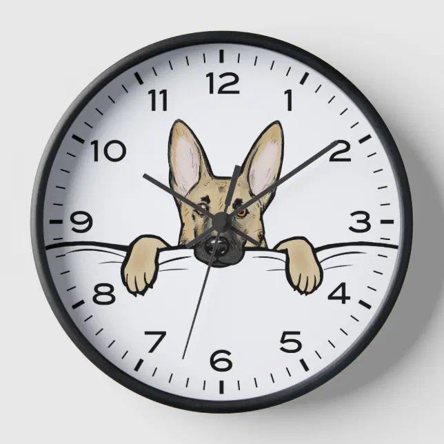 Cute German Shepherd Dog with Numbers and Minutes Clock | Zazzle