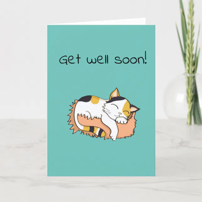 Cute Get Well Soon Calico kitty Card | Zazzle