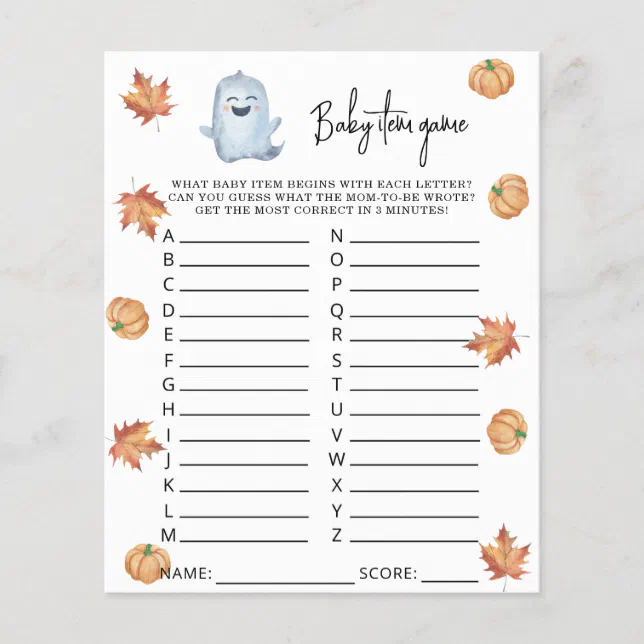 Cute ghost - Baby Item Game. Baby Shower Game | Zazzle