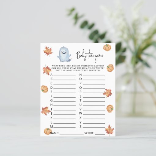 Cute ghost - Baby Item Game. Baby Shower Game | Zazzle