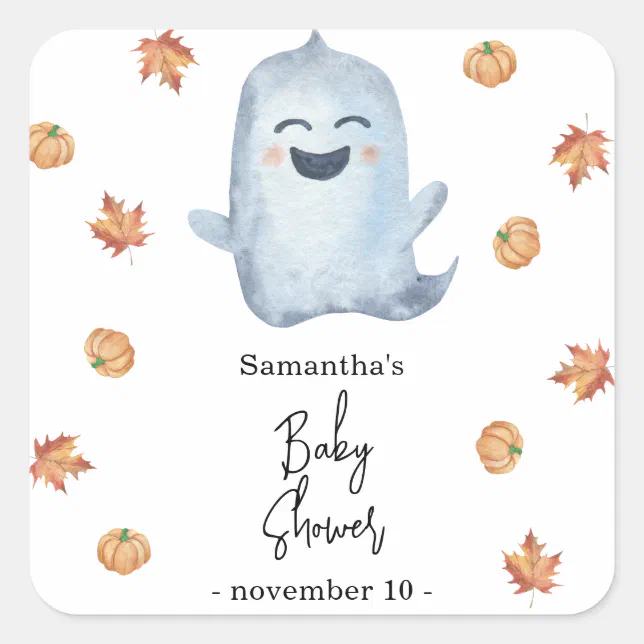 Cute ghost - baby shower square sticker | Zazzle