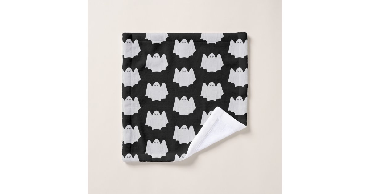 Cute Ghost Black and White Pattern Halloween Wash Cloth | Zazzle