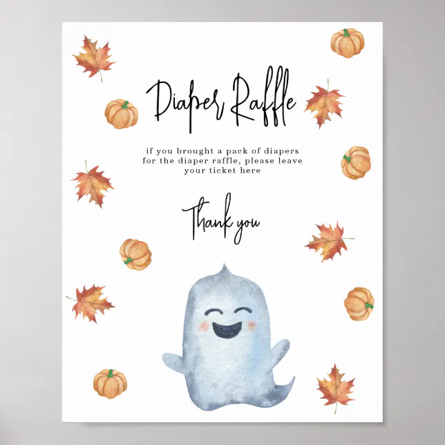 Cute ghost - Diaper Raffle game Poster | Zazzle