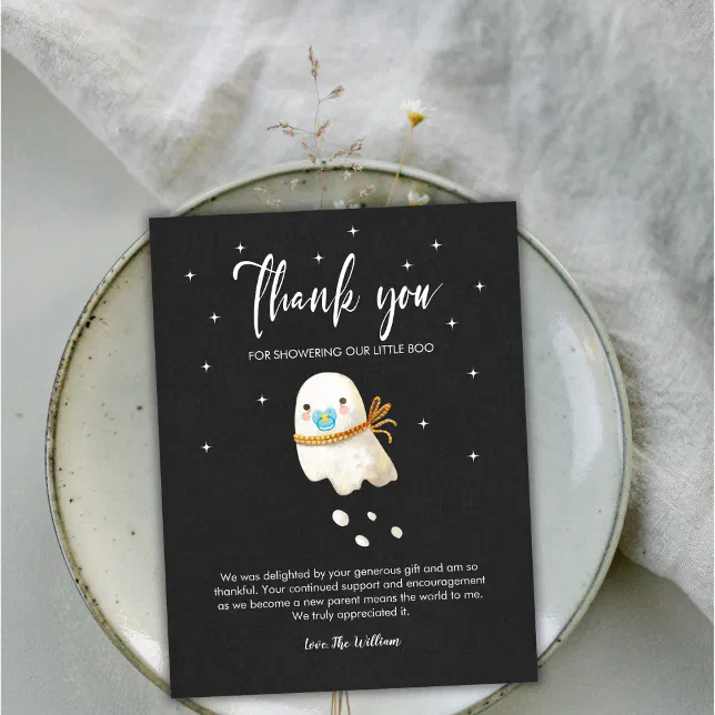 Cute Ghost Halloween Baby Shower Thank you Card | Zazzle