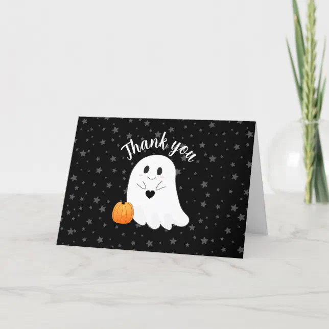 Cute Ghost Halloween Baby Shower Thank You Card | Zazzle