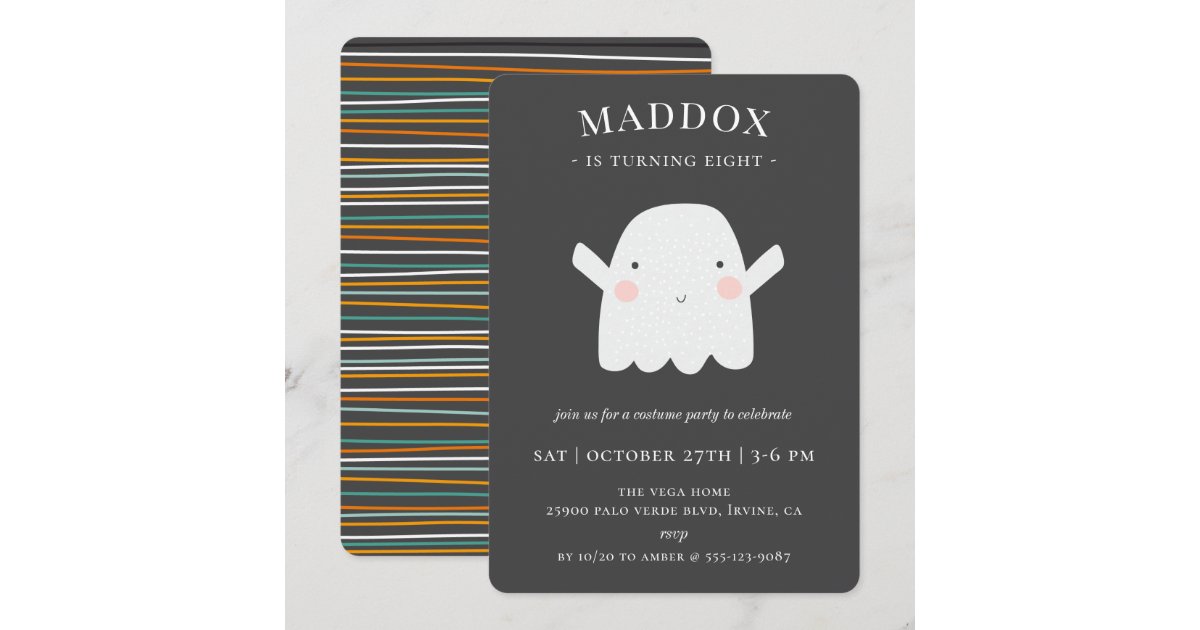 Cute Ghost Halloween Birthday Party Invitation | Zazzle