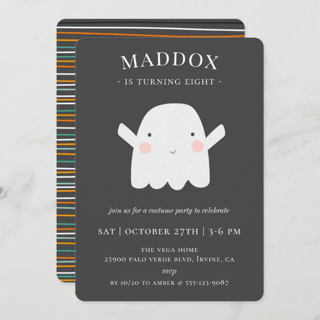 Cute Ghost Halloween Birthday Party Invitation | Zazzle