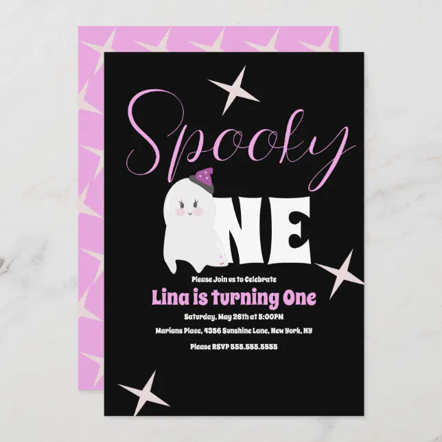 Cute Ghost Halloween Birthday Spooky One Invitation | Zazzle