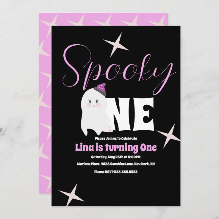 Cute Ghost Halloween Birthday Spooky One Invitation | Zazzle