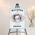 Cute Ghost Halloween Blue Baby Shower Welcome Foam Board | Zazzle