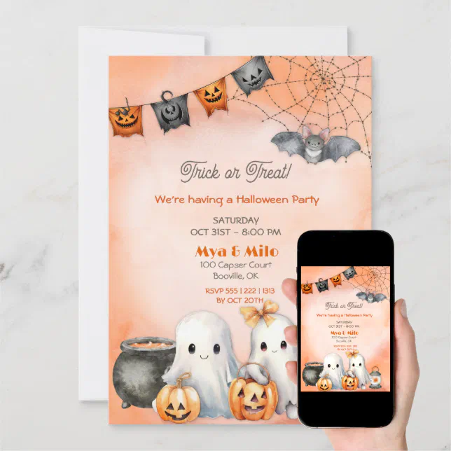 Cute Ghost Halloween Invitation | Zazzle