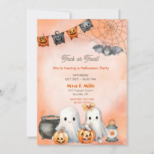 Cute Ghost Halloween Invitation | Zazzle