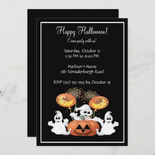 Cute Ghost Halloween Party Invitation | Zazzle