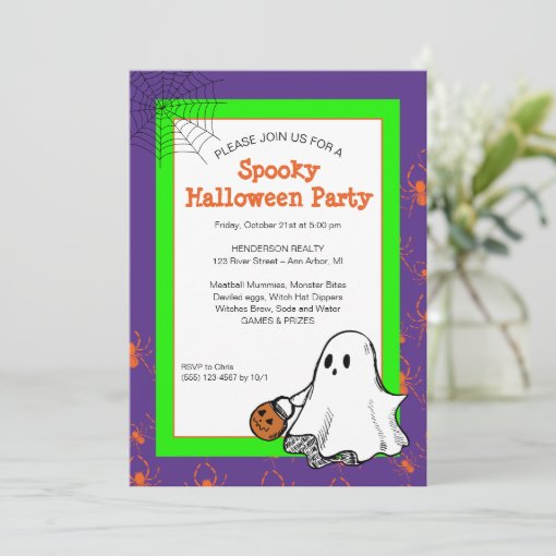 Cute Ghost Halloween Party Template Invitation | Zazzle