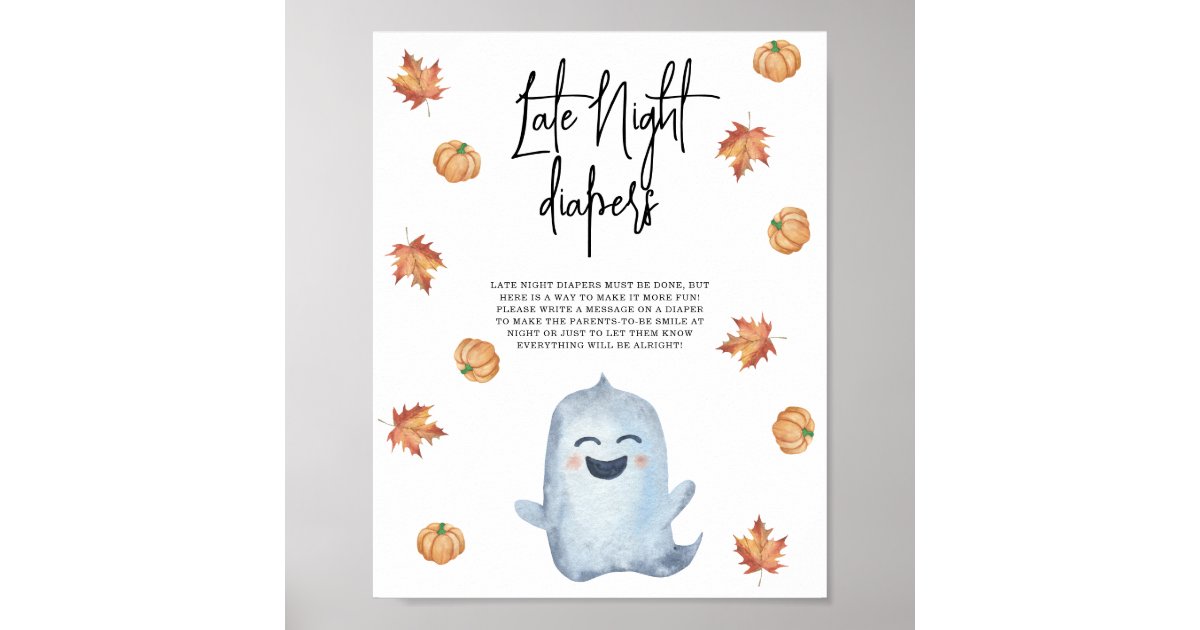 Cute ghost - Late Night diapers Poster | Zazzle