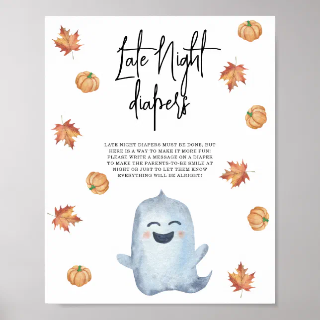 Cute ghost - Late Night diapers Poster | Zazzle