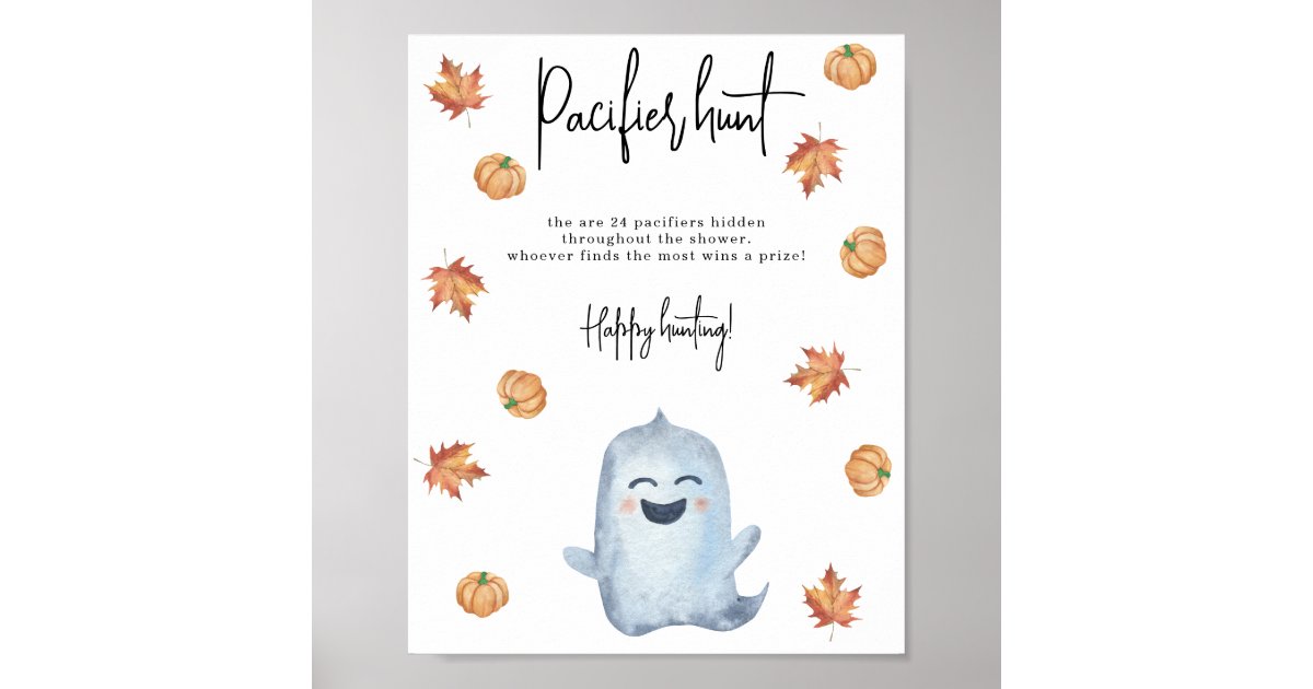 Cute ghost - Pacifier hunt game baby shower Poster | Zazzle