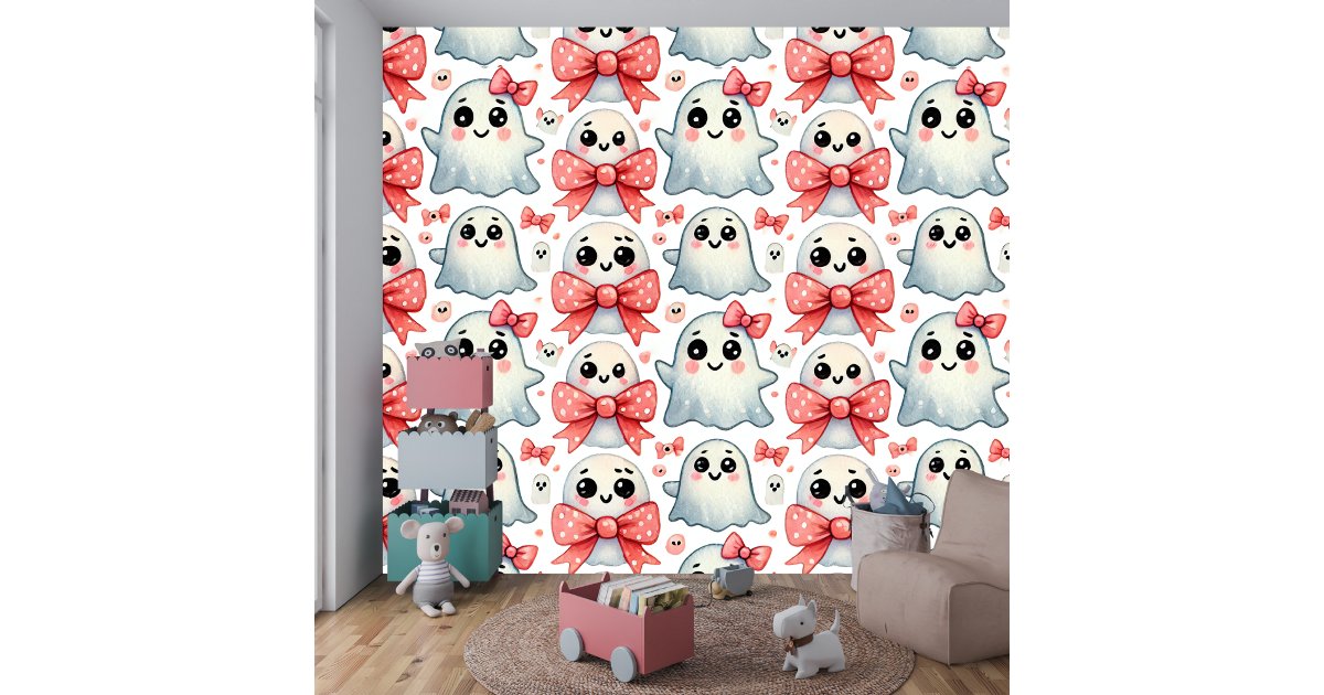 Cute Ghost Pastel Halloween Theme Design Wallpaper | Zazzle