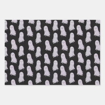Cute Ghost Pattern Halloween Wrapping Paper Sheets | Zazzle