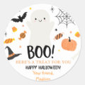 Cute Ghost Pumpkin Halloween Treat Bag Classic Round Sticker | Zazzle