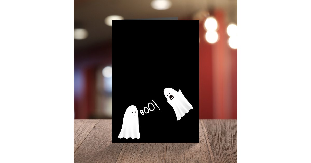 Cute ghost saying boo funny halloween card | Zazzle