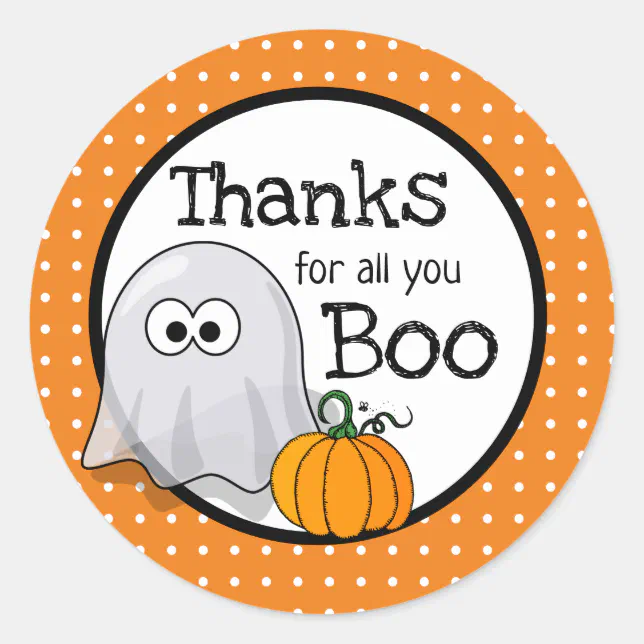 Cute Ghost Thank Halloween Classic Round Sticker | Zazzle