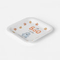 Cute ghost with pumpkins Paper Plate | Zazzle