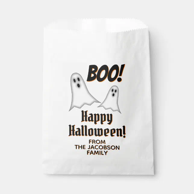 Cute Ghosts Boo! Happy Halloween Treat Bags | Zazzle