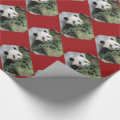 Cute Giant Panda/Pandas Red Border Christmas Wrapping Paper | Zazzle