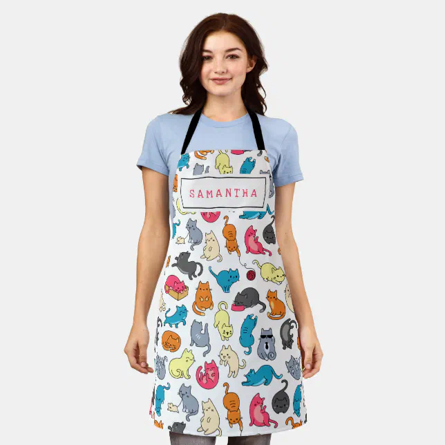 Cute Gift for Cat Lover Cat Mom Personalized Apron | Zazzle
