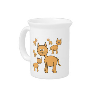 Cute Ginger Cats. Cat Cartoon. Beverage Pitchers