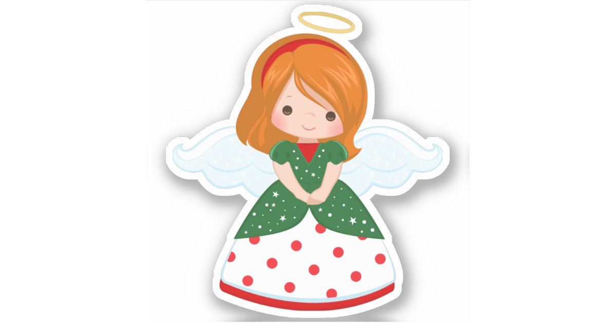 Cute Ginger Christmas Angel Sticker | Zazzle