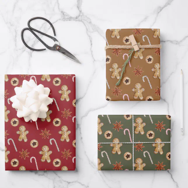 Cute Gingerbread Baking Pattern Christmas Wrapping Paper Sheets | Zazzle
