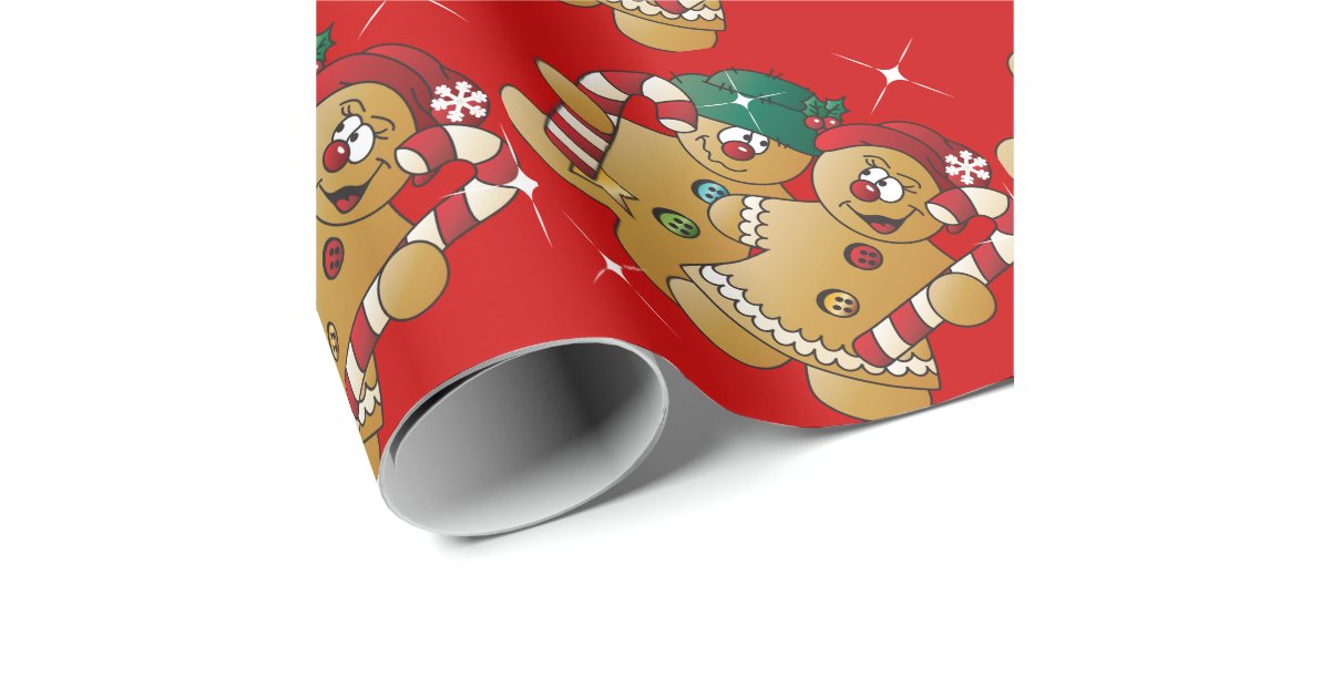Cute Gingerbread Christmas Couple Wrapping Paper | Zazzle