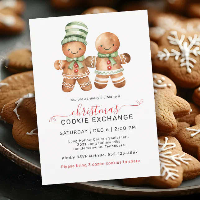 Cute Gingerbread Couple Cookie Exchange Party Invitation | Zazzle