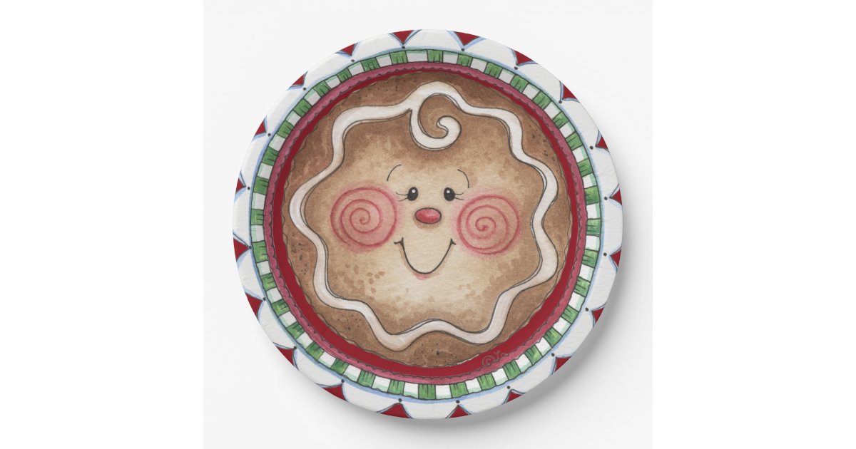 Cute Gingerbread Face Paper Plate | Zazzle