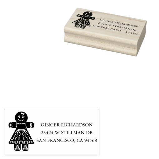 Cute Gingerbread Girl Rubber Stamp | Zazzle