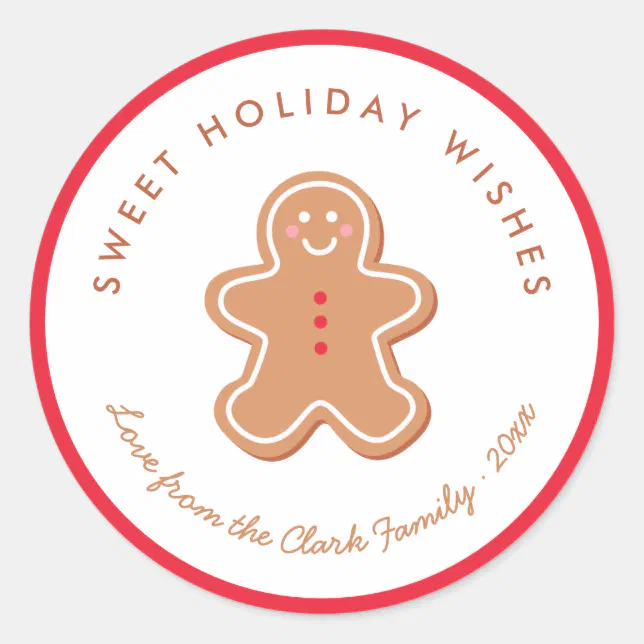 Cute Gingerbread Holiday Gift Label Sticker | Zazzle