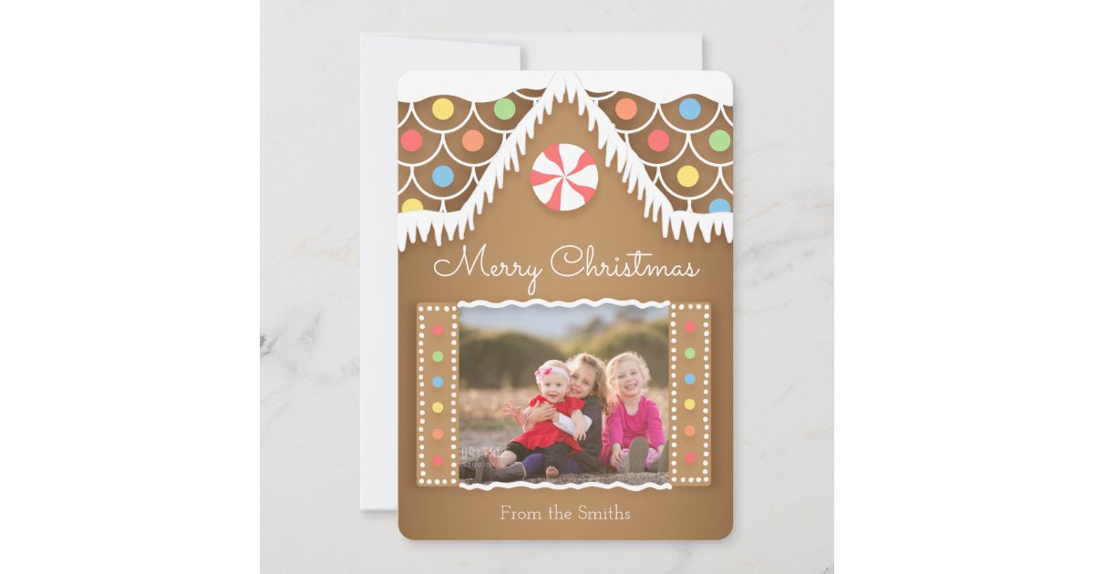 Cute Gingerbread House Christmas Photo Card | Zazzle
