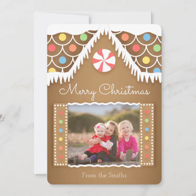Cute Gingerbread House Christmas Photo Card | Zazzle