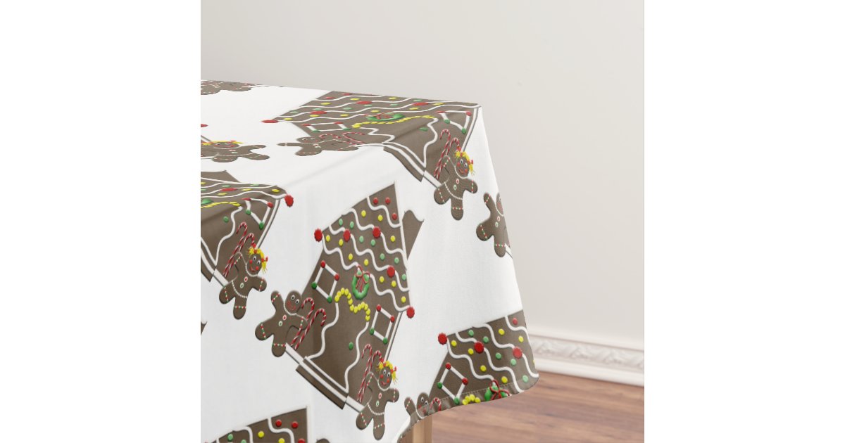 Cute Gingerbread House Cookies Tablecloth | Zazzle