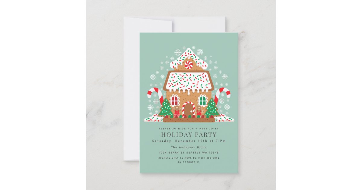 Cute Gingerbread House Holiday Party Invitation | Zazzle