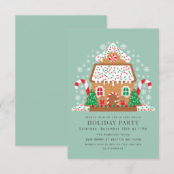 Cute Gingerbread House Holiday Party Invitation | Zazzle