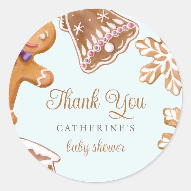 Cute Gingerbread Man Baby Shower Thank You Classic Round Sticker | Zazzle