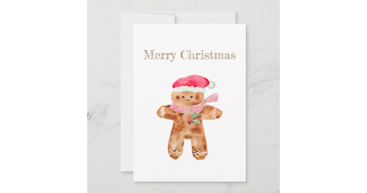 Cute gingerbread man Christmas card | Zazzle