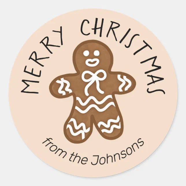 Cute Gingerbread Man Christmas Classic Round Sticker | Zazzle