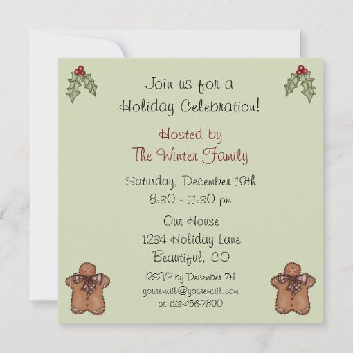 Cute Gingerbread Man Christmas Holiday Party Invitation | Zazzle