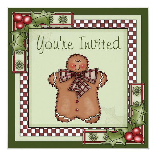 Cute Gingerbread Man Christmas Holiday Party Invitation | Zazzle.com
